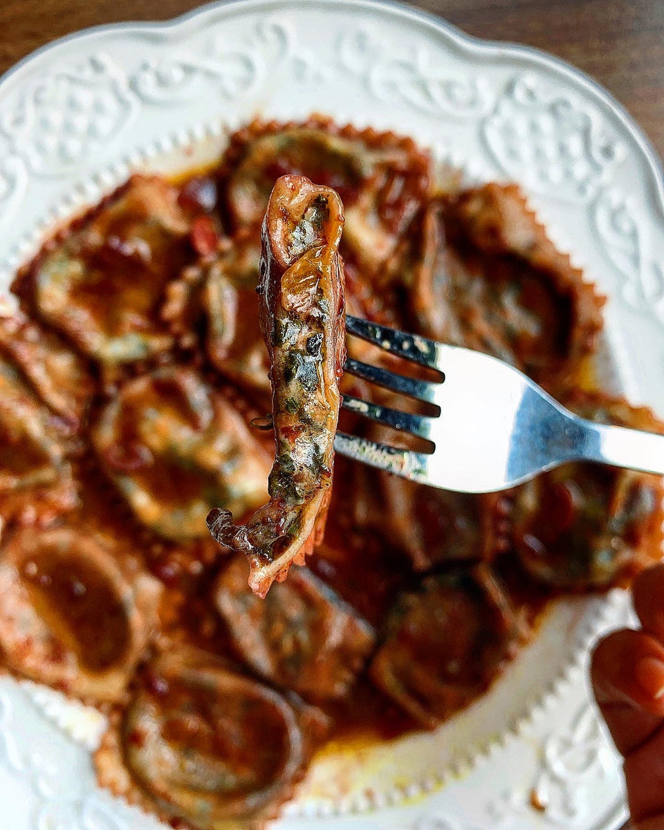 Ravioli di ricotta e bietola (swiss chard) – Cacio e Pepe