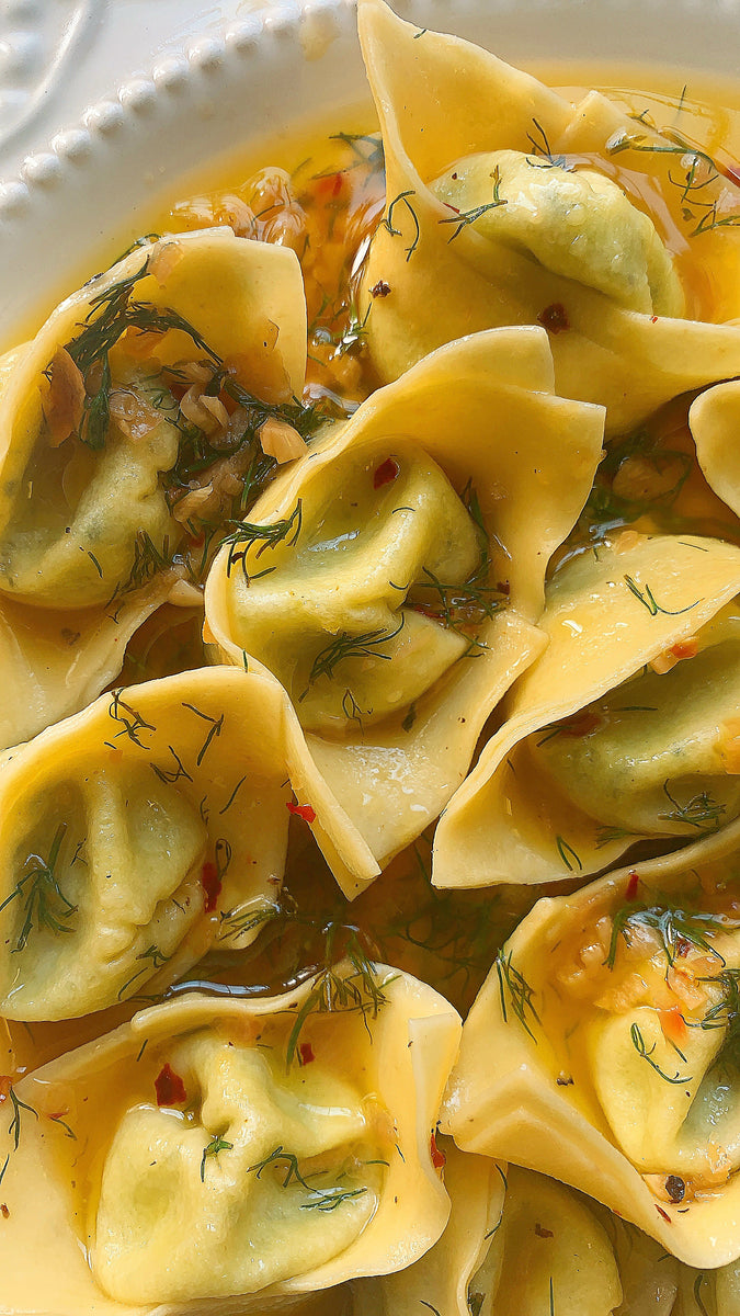 Cappellacci di piselli, mascarpone e ricotta – Cacio e Pepe